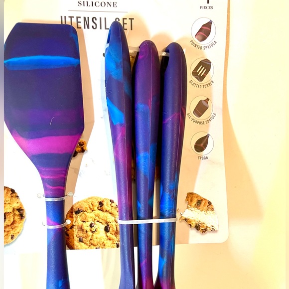 core | Kitchen | Set Of 4 Tie Dye Silicone Kitchen Utensils Purple Pink ...